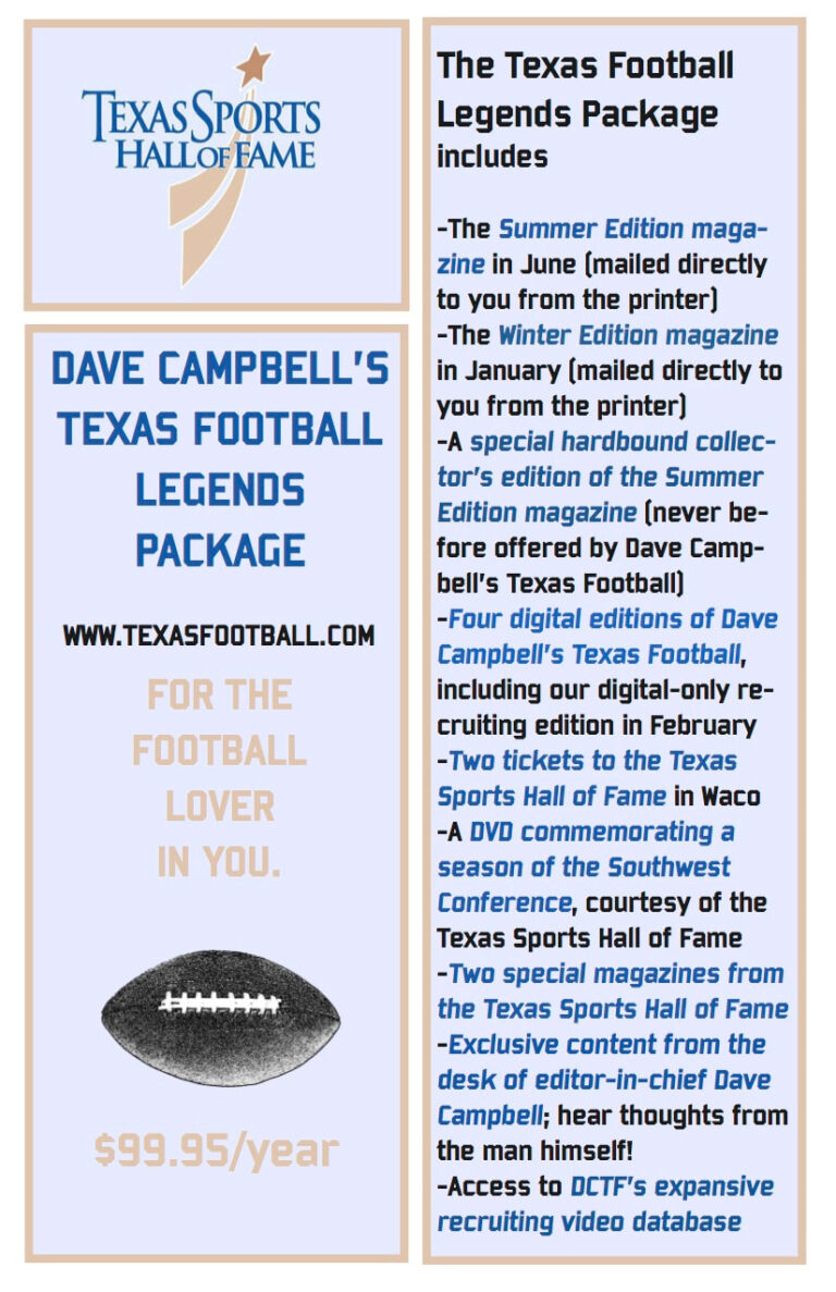 Texas Sports Hall of Fame & Dave Campbell's Texas Football Legends ...